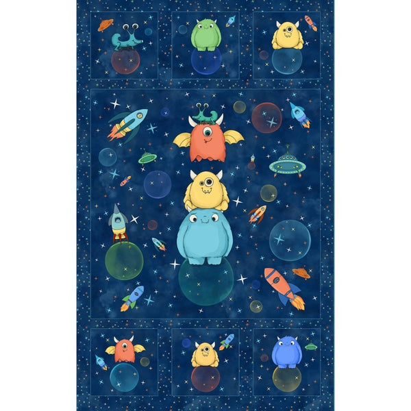 Space Monsters Panel - 27" - Pine Needles Quilt & Sew