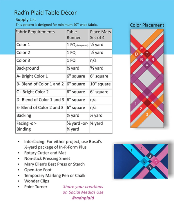 Rad'n Plaid Table Décor Pattern - Pine Needles Quilt & Sew